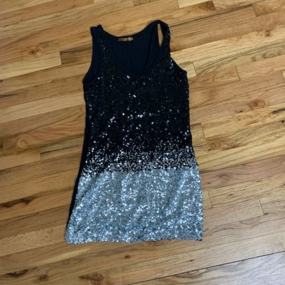 Belldini | Dresses | Belldini Sequined Tank Tunic Size L Black | Poshmark